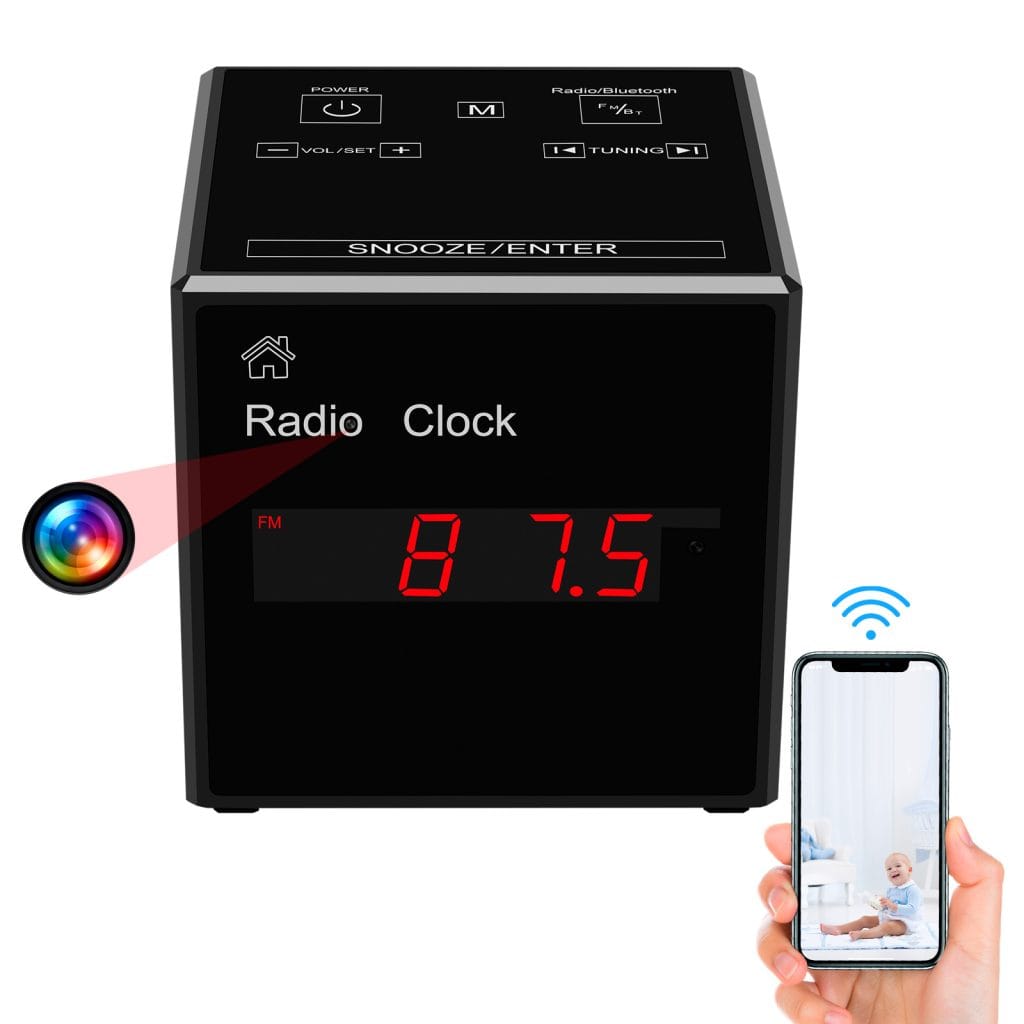 HCW-22 – HI-TECH RADIO CLOCK WIFI CAMERA - Spygadgets